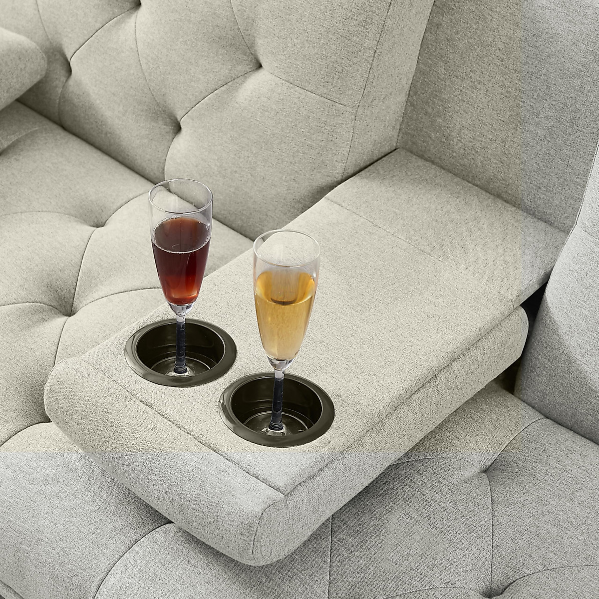 VIPKOE Folding Futon Linen Sofa Bed Adjustable Couch Sleeper for Living Room Stainless Steel Frame and Feet with 2 Cup Holders，Removable Armrests 700lb Capacity (Beige)