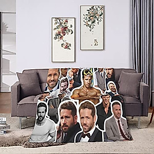 Hamklla Ryan Reynolds Collage Blanket Ultra-Soft Micro Fleece Blanket Warm Cozy Plush Bed Blanket Lightweight Sofa Throw Blanket, Black, 50''x40''