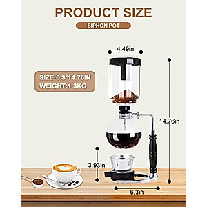 YUCHENGTECH Siphon Syphon Coffee Maker Tabletop Glass Siphon Pot Glass Technica Syphon Coffee Maker Siphon Vacuum Coffee Maker(5 Cups(600ml))