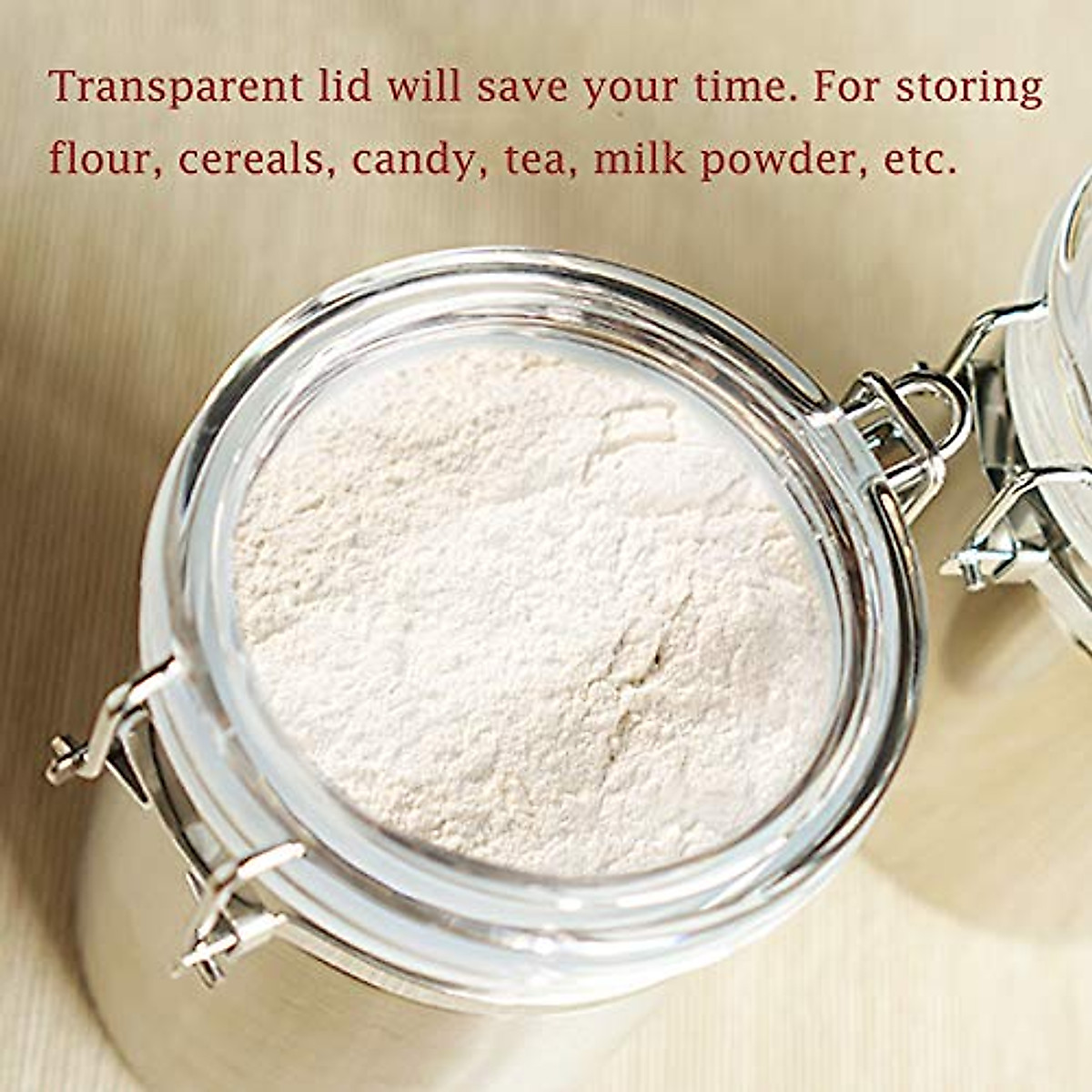 ENLOY 165oz Stainless Steel Airtight Canister for Kitchen, Large Flour Coffee Bean Tea Cereal Sugar Cookie Metal Food Storage Canisters with Clear Lid and Sturdy Locking Clamp