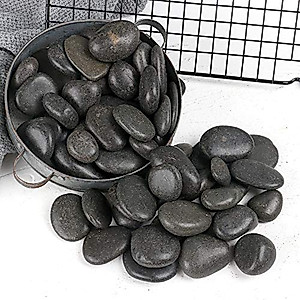 FANTIAN 5 Pounds Black Natural Decorative River Pebbles – 2-3 Inch Black Polished Decorative Pebbles for Garden Landscaping, Home Décor, Outdoor Paving River Rocks, Rocks for Painting