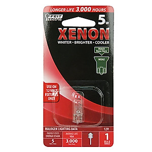 Feit Electric BP5XN-12 12-Volt 5-Watt T-5 Wedge Base Xenon light Bulb, 3000K, Bright White Replacement Bulb
