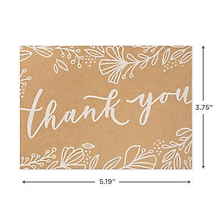 Hallmark Bulk Kraft Thank You Notes (100 Blank Cards with Envelopes) for Weddings, Engagement Parties, Bridal Showers