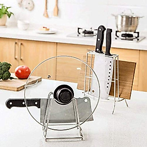 Double Layer Gadgets Stainless Steel Pan Pot Cover Lid Rack Stand Spoon Holder Cabinet Storage Cookware Organizer (Size : B)