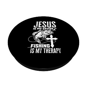 Jesus Fishing Therapy Christian Fisher Fishman Fishing PopSockets Swappable PopGrip