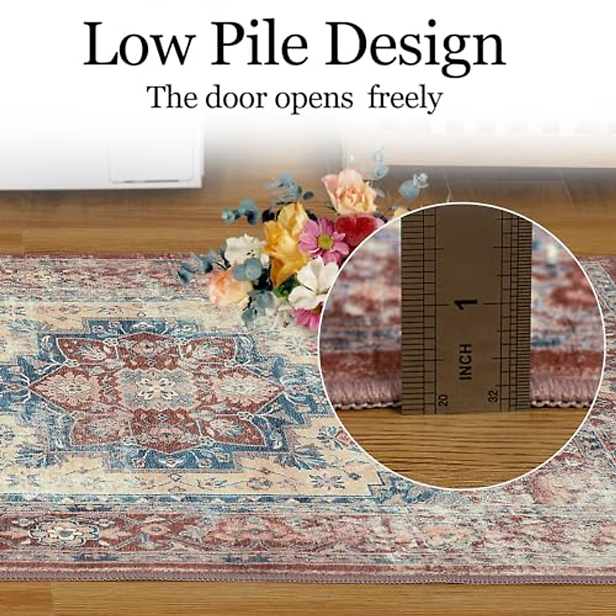 ROYHOME 8x10 Area Rug for Living Room, Bedroom, Dining Room - Vintage Washable Low Pile Non-Slip Large Rug