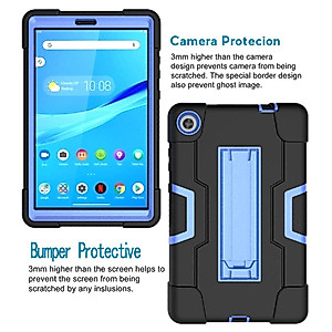 Mignova for Lenovo Tab M8 Gen 3 2022 Model Tab Case for Lenovo Smart Tab M8 / Smart Tab M8 TB-8505F 8505X 8505FS Case Soft Silicone Hard Back Shell Kids Friendly Cover Built in Kickstand (Black+Black)
