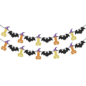 Halloween Bachelorette Party Banner Garland Witch Hat Jack O' Lantern Banner for Halloween Bachelorette Party Fall Bach Party Decorations