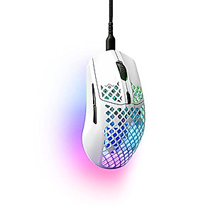 SteelSeries Aerox 3 - Super Light Gaming Mouse - 8,500 CPI TrueMove Core Optical Sensor - Ultra-Lightweight 59g Water Resistant Design - Universal USB-C connectivity - Snow (Renewed)