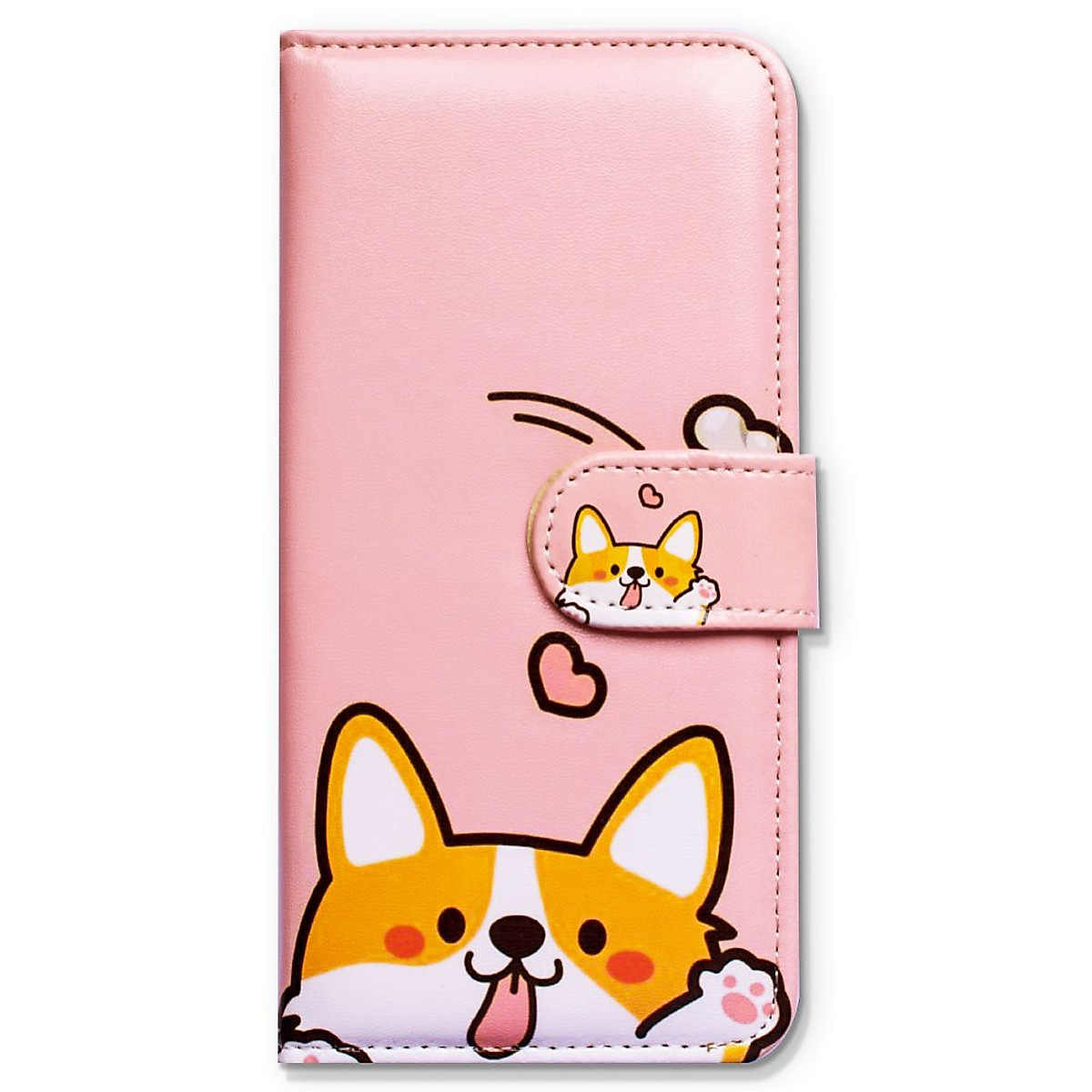 Bcov Case for iPod Touch 7/iPod Touch 6,Bcov Cute Yellow Dog Pink Wallet Flip Leather Cover Case with Credit Card ID Card Slot Holder Kickstand for iPod Touch 7/6/5