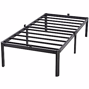 TATAGO 16 Inch Metal Platform Bed Frame with Anti-Collision Round Legs, 3000lbs Heavy Duty Mattress Foundation, Easy Assembly/Silent/Anti-Shake/Non-Slip/No Box Spring Needed, Twin