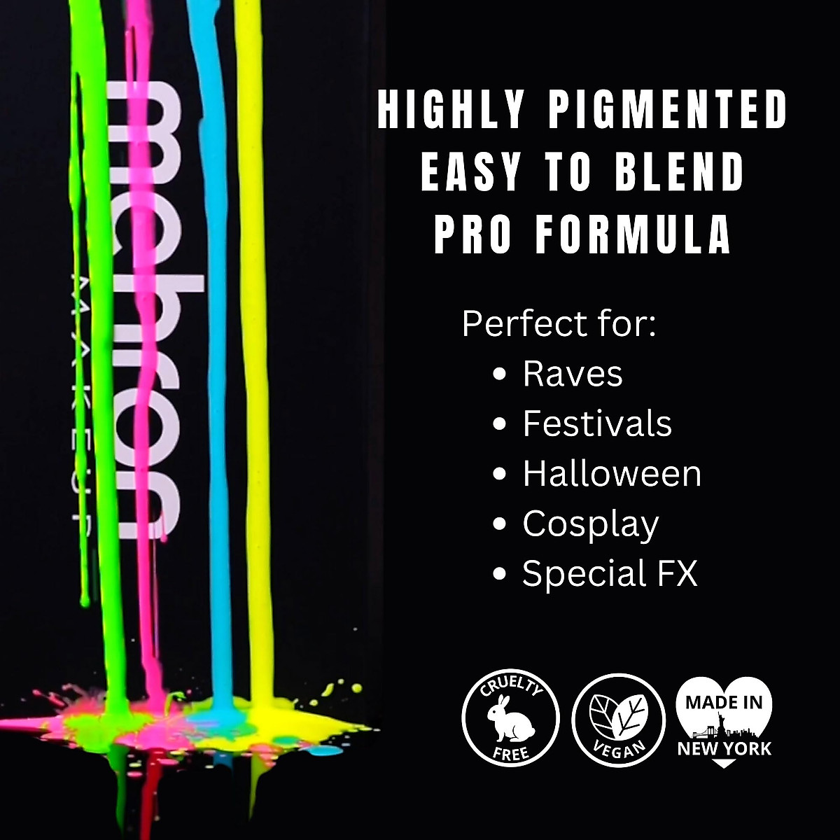 Mehron Paradise FX Neon UV Glow Colors | Professional Water Activated Black Light Reactive Paint | Raves, Costumes, Halloween, & Cosplay FX | Refill .25 oz (7 g) (Dark Matter – Neon Clear/Blue UV)