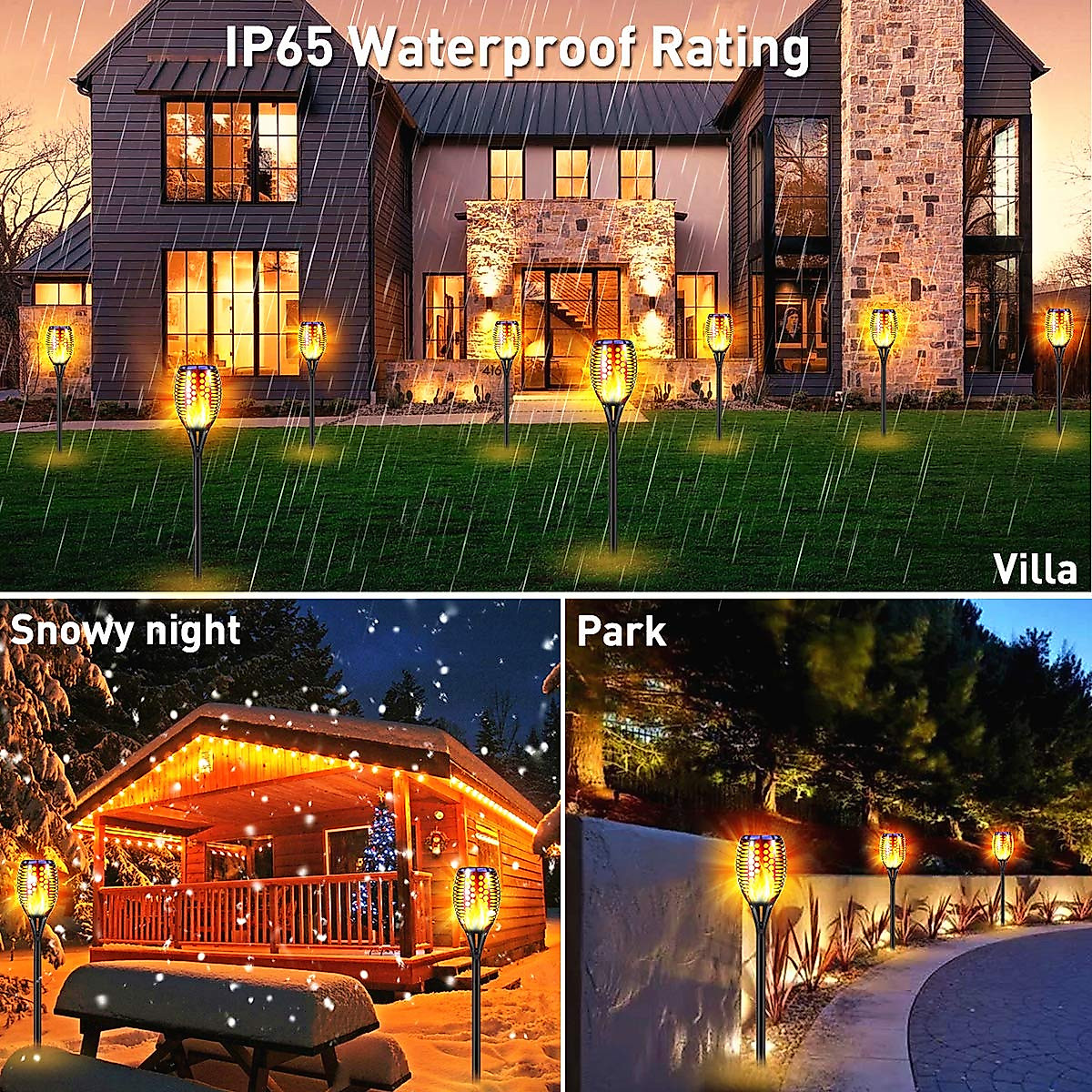 Topmante Upgraded Solar Torch Lights,96 LED Waterproof Flickering Dancing Flames Torches Light Outdoor Solar Landscape Decoration Lighting Auto On/Off Pathway Lights for Garden Patio Yard(4 Pack)