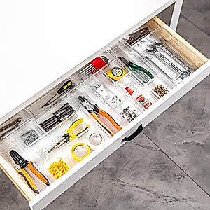 DCA 25 PCS Clear Plastic Drawer Organizer Tray for Makeup, Kitchen Utensils, Jewelries and Gadgets