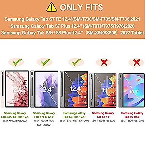 INFILAND Samsung Galaxy Tab S8 Plus/ S7 FE/ S7 Plus Backlit Keyboard Case, Multi-Angle 7 Colors Backlight Detachable Wireless, Black