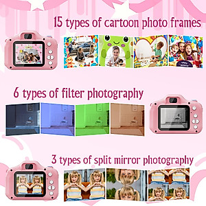 NINE CUBE Kids Camera, Toys Camera for Kids,Christmas Birthday Gifts for Girls Age 3 4 5 6 7, Toddler Camera 3 Year Old, Kids Digital Camera for Girls with 32GB SD Card