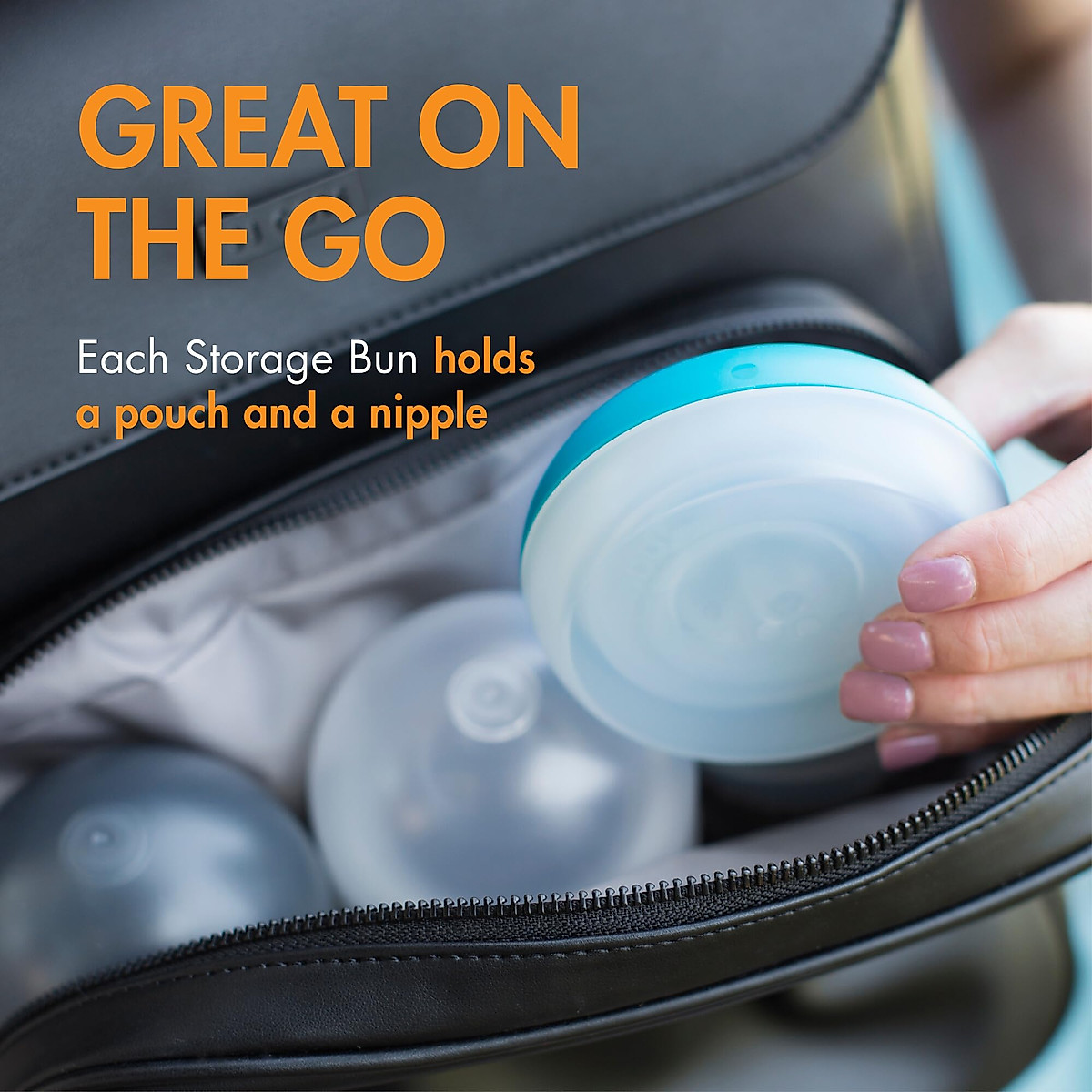 Boon Nursh Baby Bottle Storage Buns - Baby Bottle Holder for Nursh Baby Bottles - Travel Baby Bottle Holder - Blue and White - 3 Count