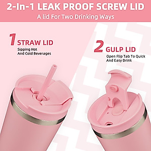 BJPKPK 22oz Tumbler With lid And Straw Stainless Steel Travel Coffee Mug Insulated Tumblers Cups,Light Pink