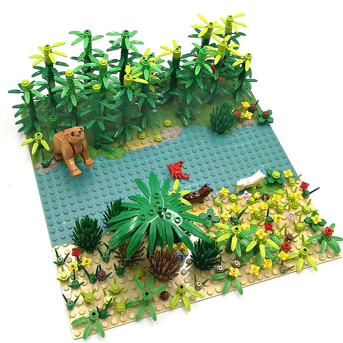 Forest Garden Building Sets Parts,Plants Trees Flowers Scenery Accessories Animals Building Bricks Toy Set for Boys Girls Kids 6+ Gifts(2 Pieces 10" Base Plates)
