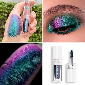 MAKI YIKA Glitter Eyeshadow Teal Liquid Multichrome Eyeshadows Long Lasting, Metallic Chameleon Eye Shadow Smudgeproof Holographic Multi-Dimensional Eye Looks (#3 Dawn)