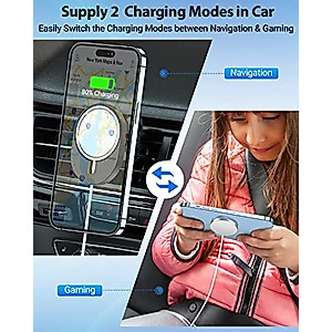 KALAPOP for MagSafe Car Charger Mount,Magnetic Car Wireless Charger Compatible with iPhone 14/14 Plus/14 Pro/14 Pro Max and iPhone 13/12 Series -Black