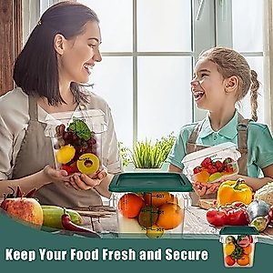Kigley 4 Pcs Food Storage Containers with Lids Set 2 Qt 4 Qt 6 Qt 7.5 Qt Clear Square Commercial Food Storage Container with Scale Handle for Home Restaurant Kitchen Food Prep(Green)