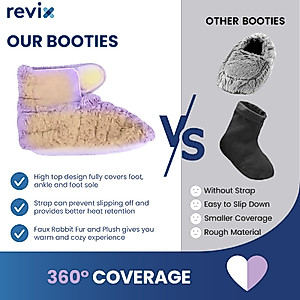 REVIX Microwavable Booties and Hot Feet Warmers for Women & Men,Heated Foot Warmer with Flaxseed Moist Heat Therapy for Foot Ankle, Cold Feet, Purple, S/M