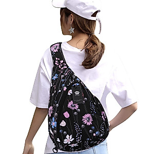 HUA ANGEL Travel Sling Bag, Trendy Crossbody Bags Hiking Backpack Purse Chest Bag One Shoulder Daypack with Convertible Strap