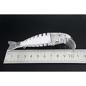 5 PCS Unpainted Lure Blanks 15.35g 10.6cm 8 Jointed Fishing Lure with Free 5mm Eye Crankbait Simulation Blank Body Clear Hard Baits Trout Salmon Minnow Lure Popper Lures Topwater Freshwater JXS2