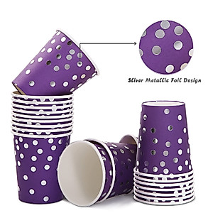 175PCS Purple Party Decorations Purple Plates and Napkins Party Supplies for 25 Guest,Purple and Silver Party Decorations Purple Paper Plates for Baby Shower,Wedding,Birthday,Graduation Party