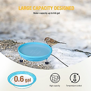 Tetuga Bird Bath Deck Mounted Bowl 12 Inches with Adjustable Clamp for Outdoor Bird Baths for Outside Weather Resistant Durable Birdbath for Garden Patio Lawn Yard Deck Railing (Blue)