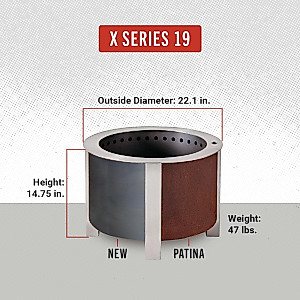 Smokeless Fire Pit | 22 Inches | Breeo X Series 19 Wood Burning Campfire | USA | Corten Steel | Best Durable Backyard Bonfire | Grilling & Cooking | Low Smoke Stove | Enjoy with A Group Or Solo