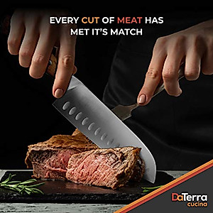 DaTerra Cucina Santoku Knife - 7 Inch | Eisenrose - Sharp German Steel - Professional Kitchen Knives