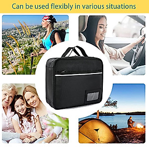 Pill Bottle Organizer, Medicine Bag Storage Medication Pill Box Case with Handle & Fixed Pockets, Travel Medicine Storage Box Bag for Vitamins, Medications, Medical Supplies, Large, Black