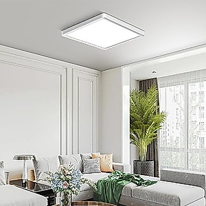 2Pack 9inch 18W LED Flush Mount Ceiling Light, 5000K Daylight White LED Ceiling Light, 1800LM Flat Square LED Ceiling Lamp for Bedroom, Kitchen, Living Room (White)