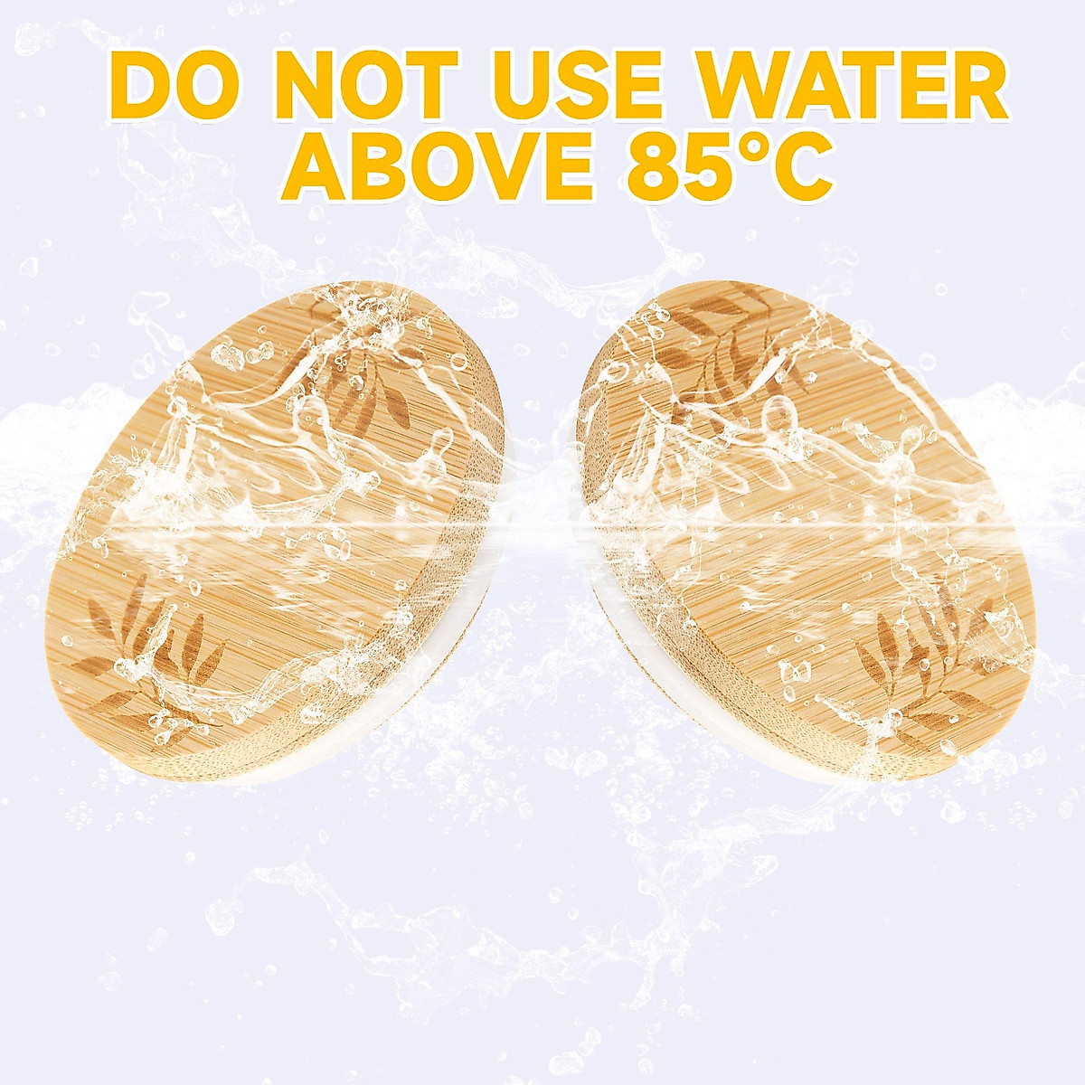 Tessco 6 Pcs Yogurt Jar Lids Set Bamboo Jar Lids Wooden Lids Compatible with Oui Yogurt Jars Round Reusable Canning Lids Covers for Yogurt Jars with Silicone Sealing Rings for Yogurt Food Storage