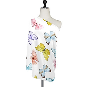 Nursing Cover Breastfeeding Scarf Colorful Butterflies - Baby Car Seat Covers, Stroller Cover, Carseat Canopy (810b)