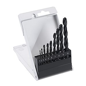 uxcell High Speed Steel Jobber Twist Drill Bit Set Black Oxide for Alloy Wood 1mm - 10mm 10 Pcs