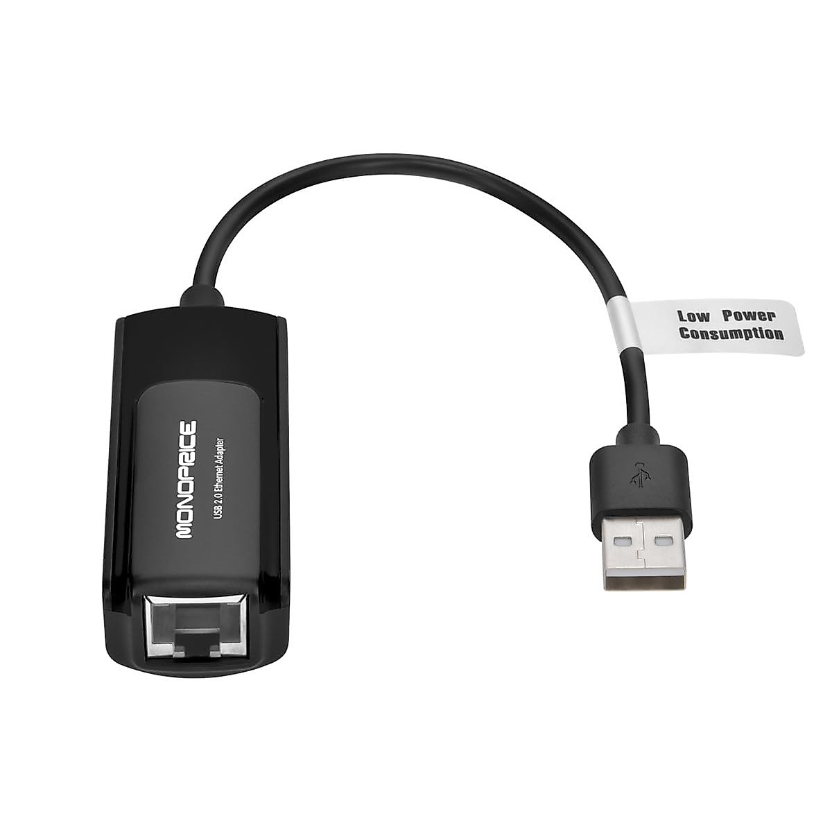 Monoprice USB 2.0 Ultrabook Ethernet Adapter (Low Power), Supports Windows and MacOS