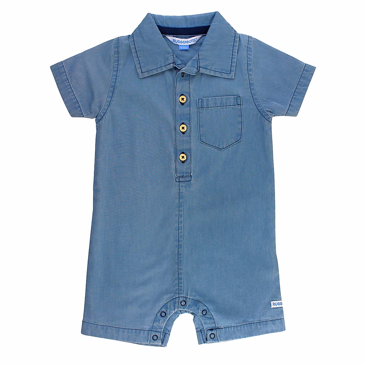 RUGGEDBUTTS® Baby/Toddler Boys Light Wash Denim Romper - 6-12m
