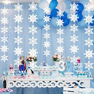 jollylife 12PCS Snowflake Garland Winter Party Wonderland Birthday Decorations - Christmas Snow Flake Streamers Strings Hanging Decor