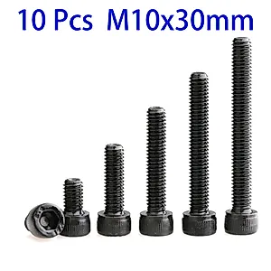 10 Pcs M10-1.5 x 30mm Hex Socket Head Cap Screws, 12.9 Grade Alloy Steel, Allen Socket Drive, Black Oxide Finish, Machine Thread，Full Thread （10 Pcs M10-1.5 x 30mm）
