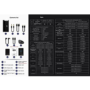 KGUSS Topping G5 Portable NFCA Headphone Amplifier DAC - USB Tyle C/Bluetooth/AUX Input, 6.35mm Line Out 3.5mm/4.4mm Headphone Out LDAC Hi-Res Audio (Sliver)