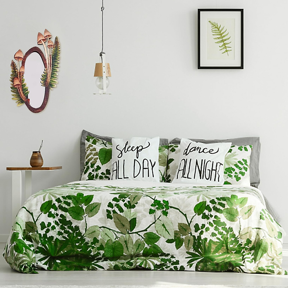 Eaarliyam Wooden Mushroom Forest Mirror, Wall Hanging Decor Vintage,Wooden Mushroom Forest Mirror, Vintage Wall Hanging Mushroom Shape Mirror Decor for Bedroom,Living Room