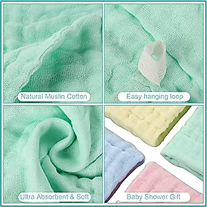 30 Pcs Baby Natural Cotton Burp Cloths Baby Wipes Soft Newborn baby face Towel Absorbent muslin washcloth for Bath Shower, 12 x 12 Inches
