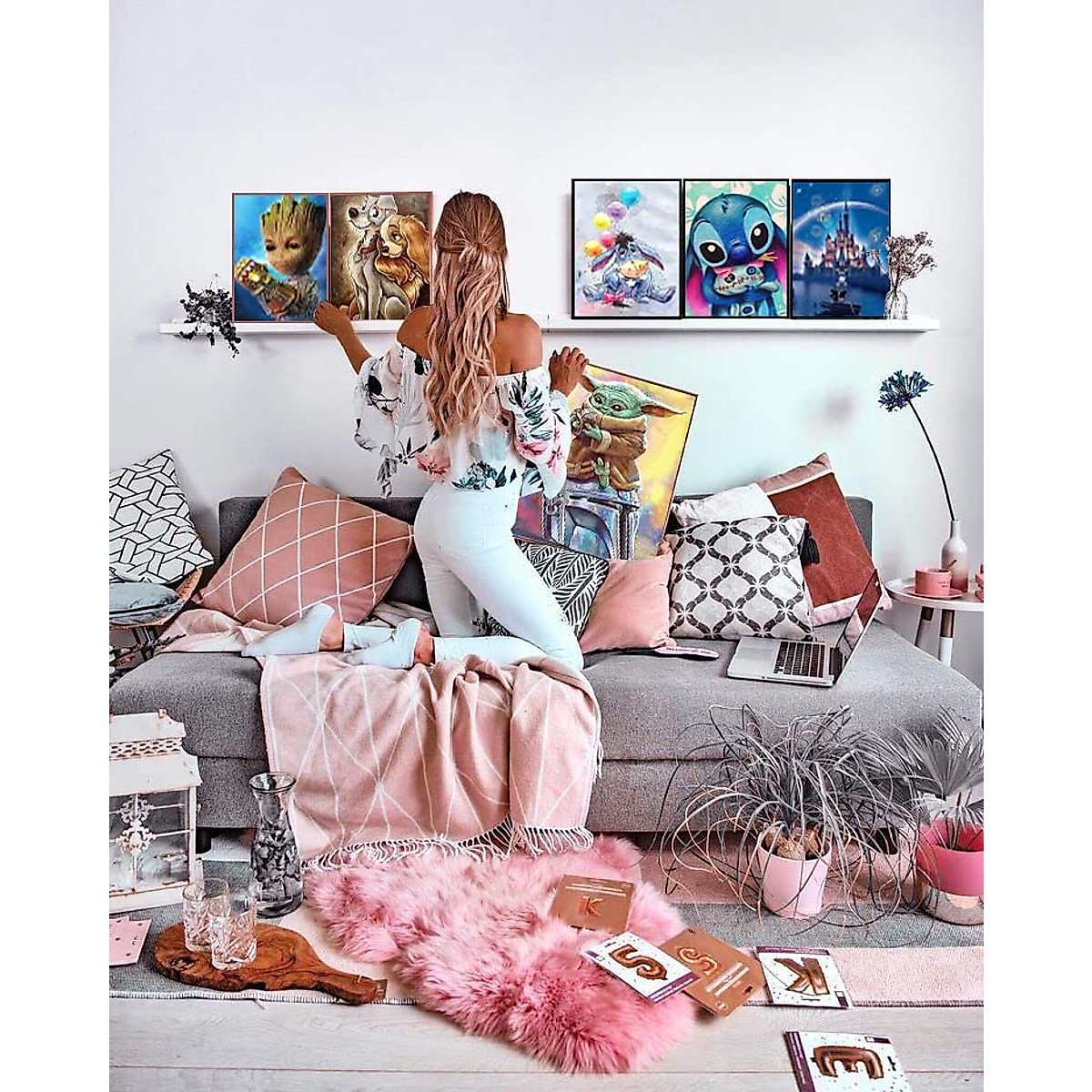 LWZAYS Cross Stitch Kits Counted Cross Stitch Kits 6 Pack Stamped Cross-Stitch Needlepoint Counted Kits Beginners,Embroidery Kit Arts and Crafts for Home Decor(11CT Cartoon)