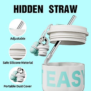 GOOM 18oz Travel Coffee Mug Tumbler with Lid and Straw, 18/10 Stainless Steel, 6-Layer Insulation, Spill Proof, Leak Proof Tumbler with Straw Mouth Rotary Lock, Coffee Mugs for Women - White, Blue