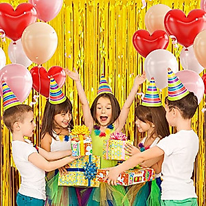 Mtkocpk 3-Pack 3.2x8 Feet Gold Foil Fringe Backdrop Curtains Party Decorations - Perfect for Parties, Baby Showers, Gender Reveals, and Disco Fun, Party Backdrops Decor