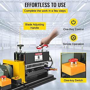 BestEquip Wire Stripping Machine 0.06" -1.5",Automatic or Hand-crank Wire Stripper Machine 11Holes & 10 Blades, Automatic Wire Stripping Tool Motor Rated Speed 1400Rpm,for Recycling Copper Wire