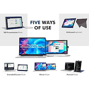 Duex Max DS Mobile Pixels (2024 Version) 14.1" Portable Monitor, FHD 1080p Laptop Screen Extender HDMI Laptop Monitor USB C Plug and Play,Windows/Mac/Linux/Switch/Android Compatible